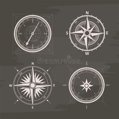 Navigation And Wind Rose Compass Set Stock Vector Illustration Of