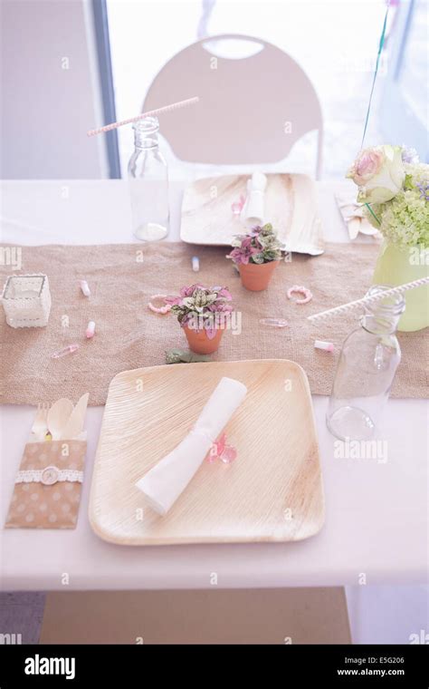 View Of Table Setting Stock Photo Alamy