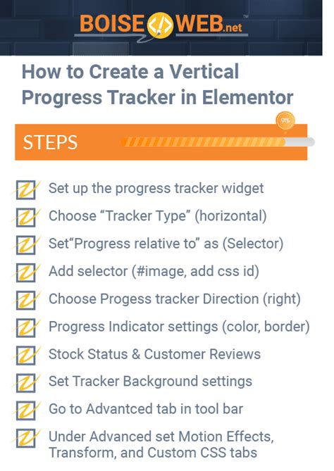 how to create a vertical progress tracker in elementor boise web
