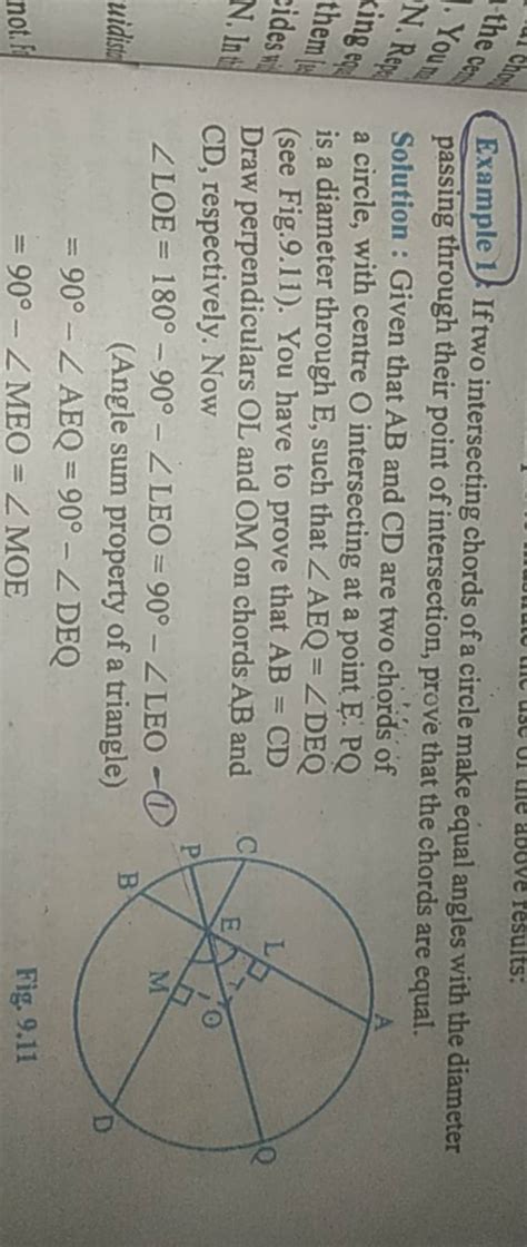 Example If Two Intersecting Chords Of A Circle Make Equal Angles With