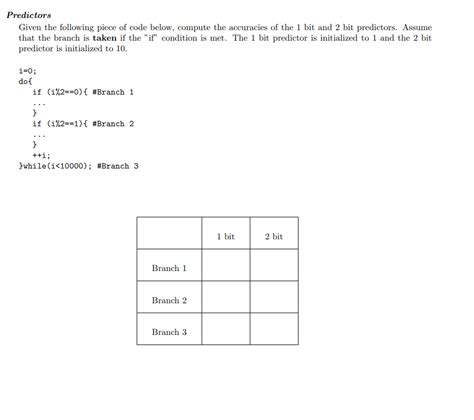 Solved Predictors Given The Following Piece Of Code Below