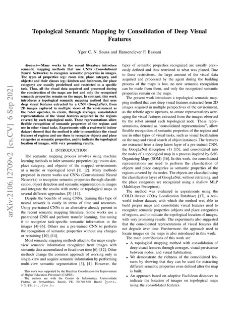 Pdf Topological Semantic Mapping By Consolidation Of Deep Visual Features