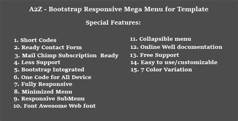 A2z Bootstrap Responsive Mega Menu For Template Code Market