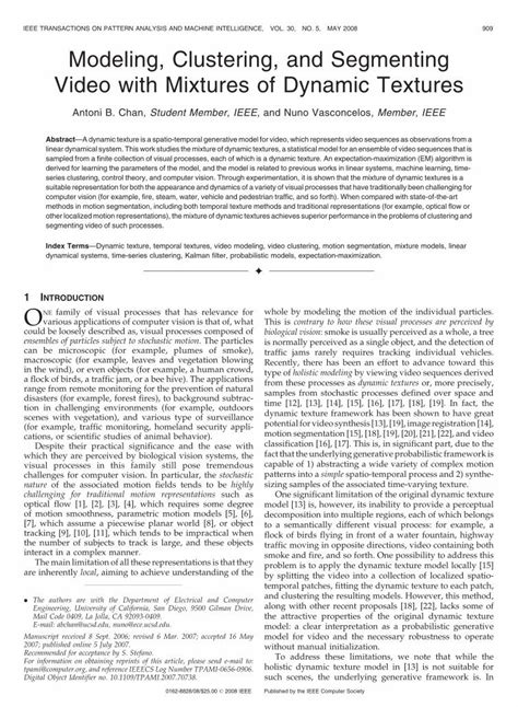Pdf Modeling Clustering And Segmenting Video With Mixtures Of