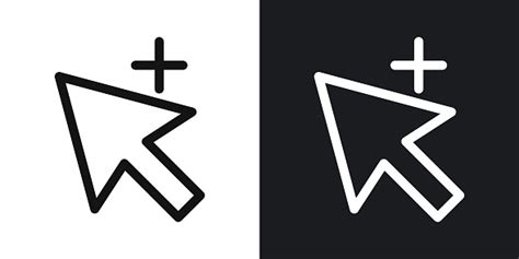 Cursor Plus Icon Set Computer Click Arrow Vector Symbol In Black Filled