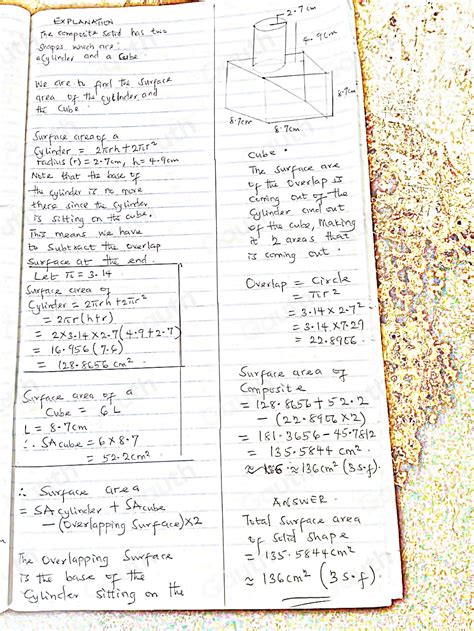 Solved Question 12 Categorisation Determine The Surface Area Of Composite Solids [edexcel Igc