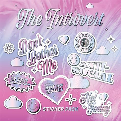 The Introvert Sticker Pack Holographic Stickers S Aesthetic Y K Etsy