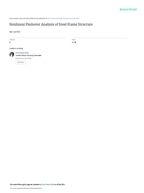 Nonlinear Pushover Analysis Of A Two Story Steel Frame Structure Pdf