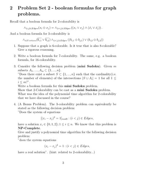 Solved 2 Problem Set 2 Boolean Formulas For Graph