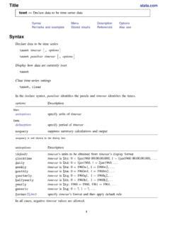 Title Stata Com Tsset Declare Data To Be Time Series Data Title