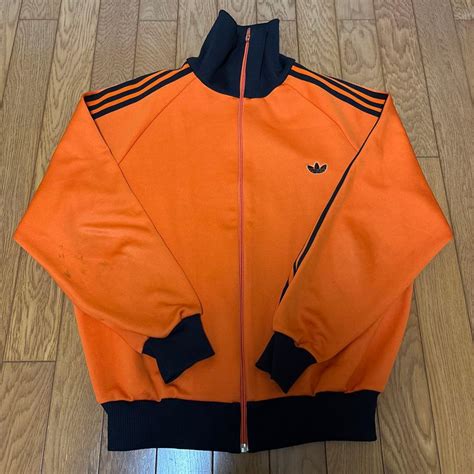 80s Adidas オレンジ トラックジャケット メルカリ
