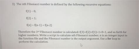 solved 3 the nth fibonacci number is defined by the