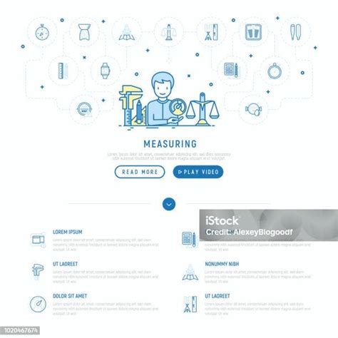 얇은 선 아이콘으로 측정 개념 스톱 워치 무게 저울 속도계 스마트 황동 저울 온도계 현대 벡터 일러스트 레이 션 웹 페이지 서식 파일 0명에 대한 스톡 벡터 아트 및 기타