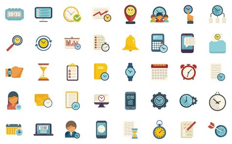 Time Management Icons Set Flat Vector Calendar Hour 16817235 Vector Art At Vecteezy