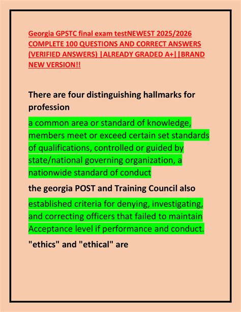 Georgia Gpstc Final Exam Testnewest 20252026 Complete 100 Questions