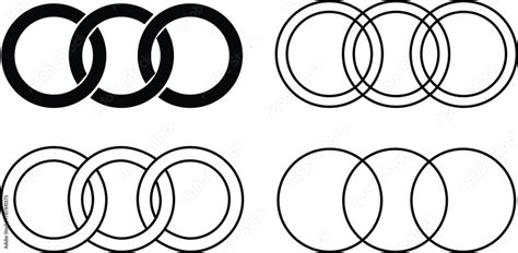 Icon Of Interlocking Circles Set Filter Borromean Rings Trinity Unity Concept Connection