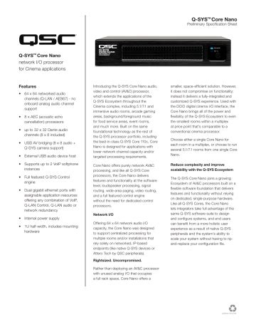 QSC Core Nano Spec Sheet Manualzz