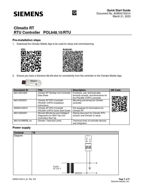 A6v12250561 Rtu Controller Climatix Rt Rtu Controller Pol648 En Pdf Computing Mobile