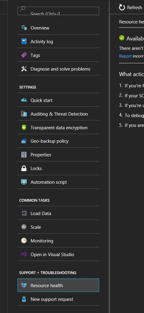 Azure Sql Data Warehouse Troubleshoot With The Resource Health Check Paul Bunting