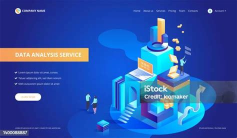 데이터 분석 서비스 아이소메트릭 벡터 일러스트레이션 추상 3d 데이터 센터 또는 데이터 센터 룸 배경 네트워크 메인프레임 인프라 웹 사이트 헤더 레이아웃 3차원 형태에 대한