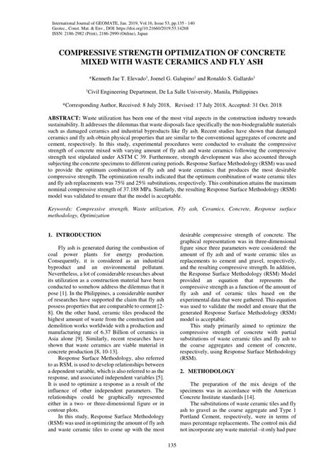 Pdf Compressive Strength Optimization Of Concrete Mixed With Waste