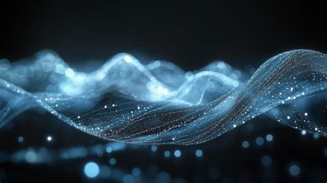 Digital Abstract Waveform With Particles And Light Showing Futuristic Technology Pattern Mesh