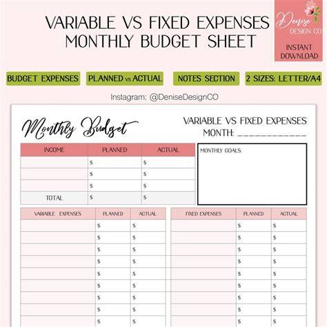 Budget Fixed And Variable Expenses Worksheet Budgeting Worksheets