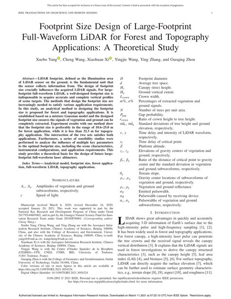 Pdf Footprint Size Design Of Large Footprint Full Waveform Lidar For Forest And Topography