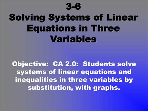 Ppt 3 6 Solving Systems Of Linear Equations In Three Variables Powerpoint Presentation Id