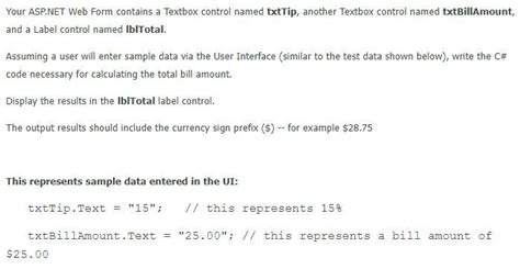 Solved Your Asp Net Web Form Contains A Textbox Control Chegg