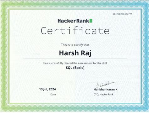 harsh raj on linkedin sql certification hackerrank sqlskills