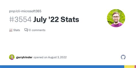 July 22 Stats · Pnp Cli Microsoft365 · Discussion 3554 · Github