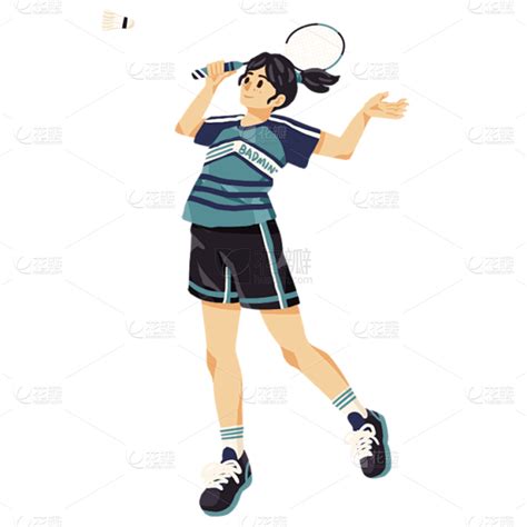 手绘 羽毛球运动人物插画1