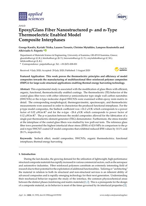 Pdf Epoxy Glass Fiber Nanostructured P And N Type Thermoelectric Enabled Model Composite