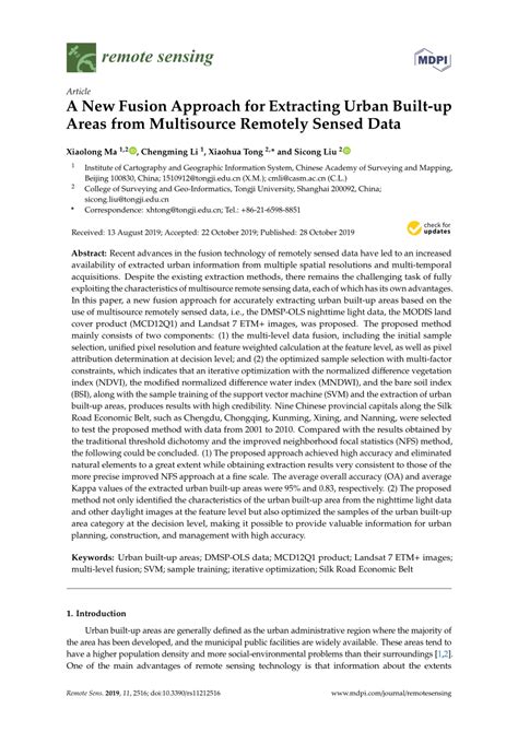 Pdf A New Fusion Approach For Extracting Urban Built Up Areas From Multisource Remotely Sensed
