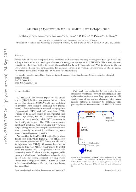 Pdf Matching Optimization For Triumfs Rare Isotope Linac