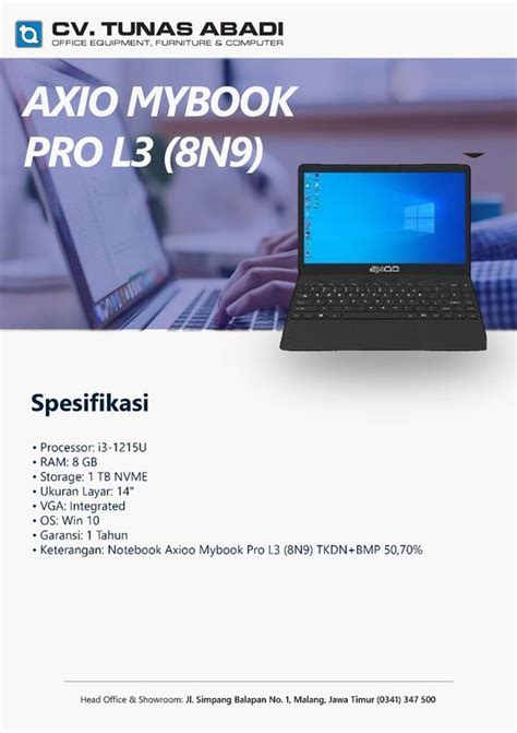 Notebook Axioo Mybook Pro L3 8n9