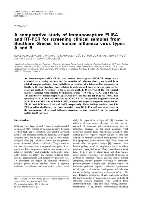 Pdf A Comparative Study Of Immunocapture Elisa And Rt Pcr For
