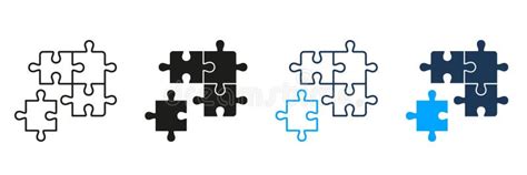 Puzzle Square Pieces Match Logic Combination Pictogram Teamwork Idea Challenge Game Sign