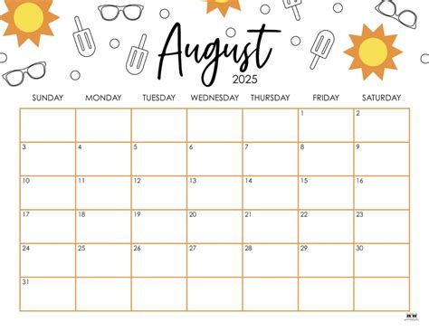 Blank Editable August 2025 Calendar 2025 Blank Calendar Download