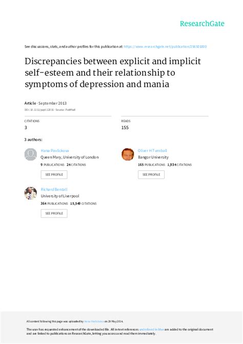 Pdf Discrepancies Between Explicit And Implicit Self Esteem Are