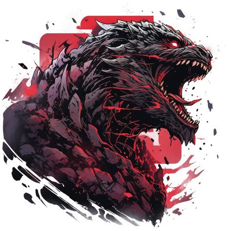 Tshirt Design Character Of Godzilla Cool 8k Ultrahd Detail Vector Wallpaperwhite Background