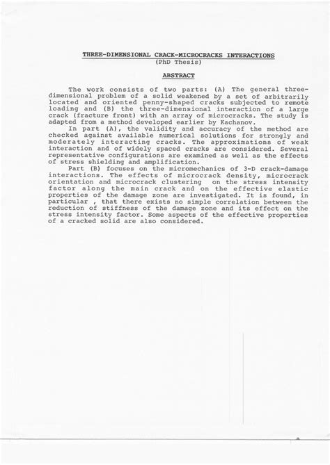 Pdf Three Dimensional Crack Microcrack Inteactions Phd Thesis