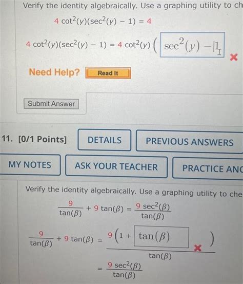 Solved Verify The Identity Algebraically Use A Graphing Solved Verify The Identity Algebraically Use A Graphing