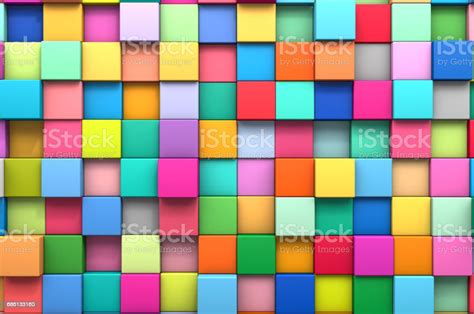 3d Rendering Abstract Background Of Multicolored Cubes Stock