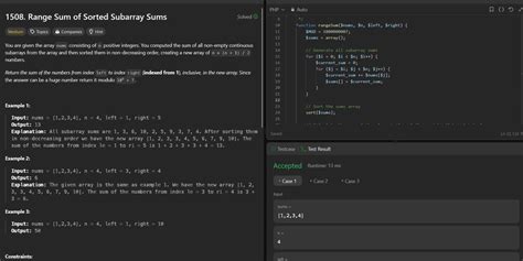 1508 Range Sum Of Sorted Subarray Sums Dev Community