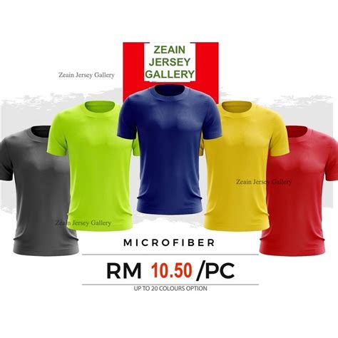 Plain 100 Microfiber Quick Dry Jersey T Shirt Jersi Baju Microfiber