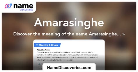 Amarasinghe Name Meaning And Origin