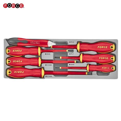 Force 7pc Insulated Screwdriver Set With Tester Vde 1000v Ktools Pk