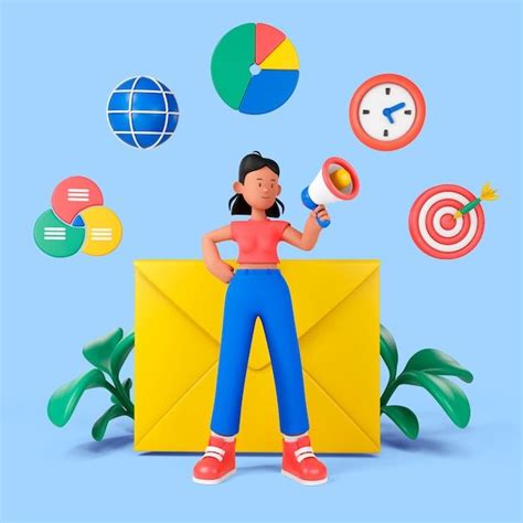 확성기를 들고 여자와 마케팅 개념 무료 Psd 파일 마케팅 감정 배너